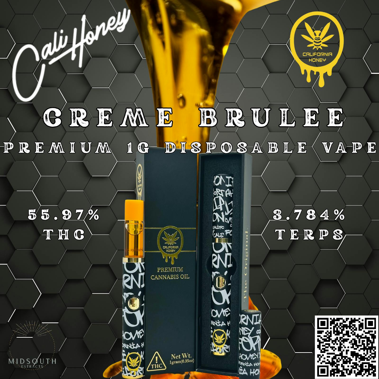 1g Disposable - California Honey - Creme Brulee - MidSouth Extracts