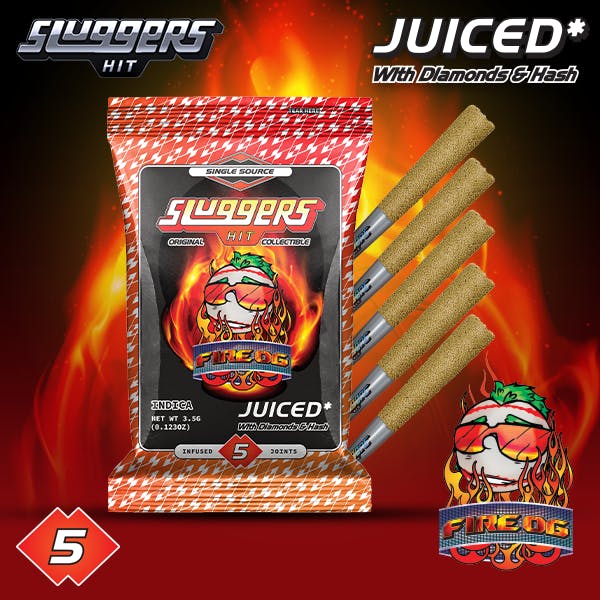 Sluggers - Infused Preroll - 3.5g 5pk - Fire OG - Sluggers Hit