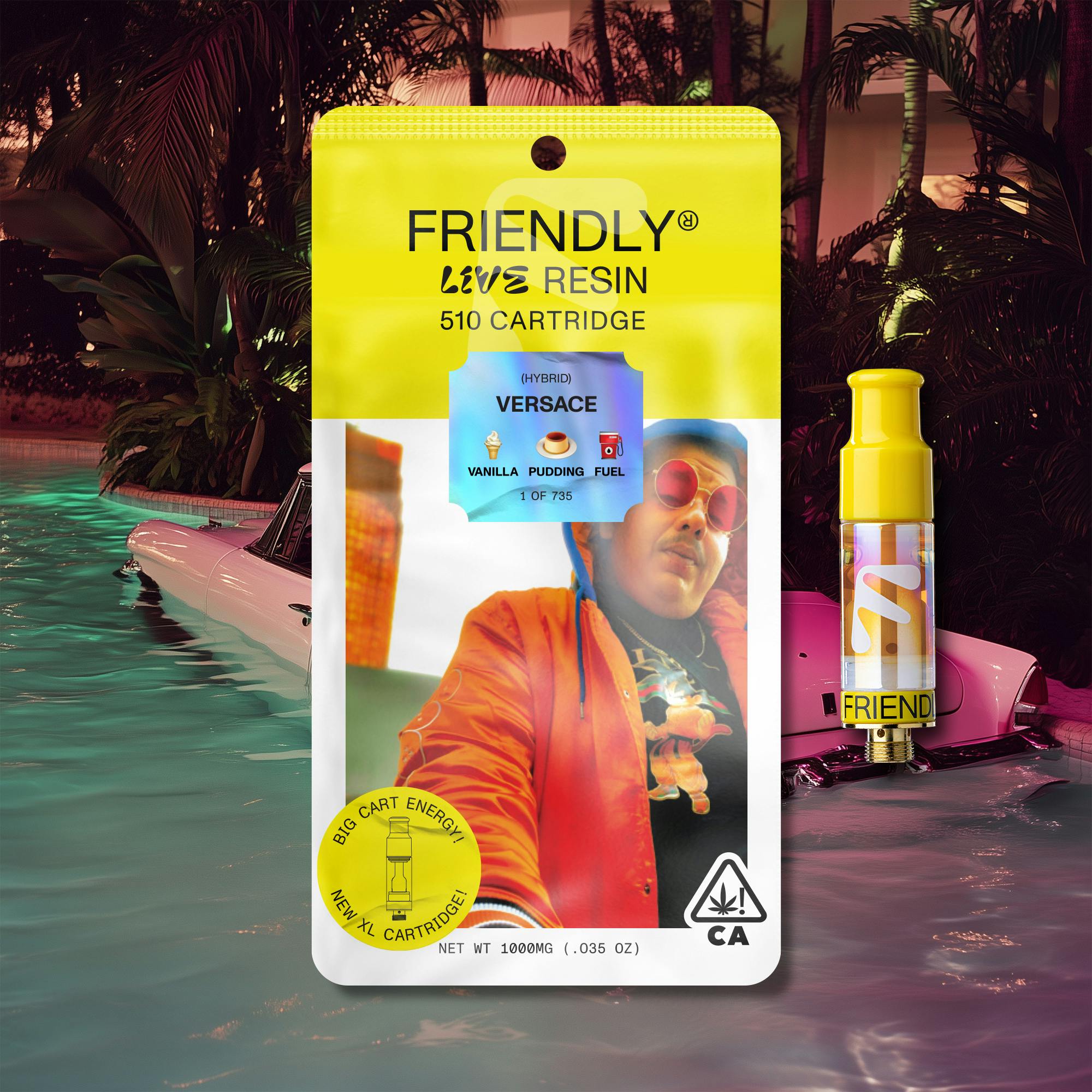 Friendly Brand - Versace - Hybrid - 1g Live Resin 510 Cart - Friendly Brand