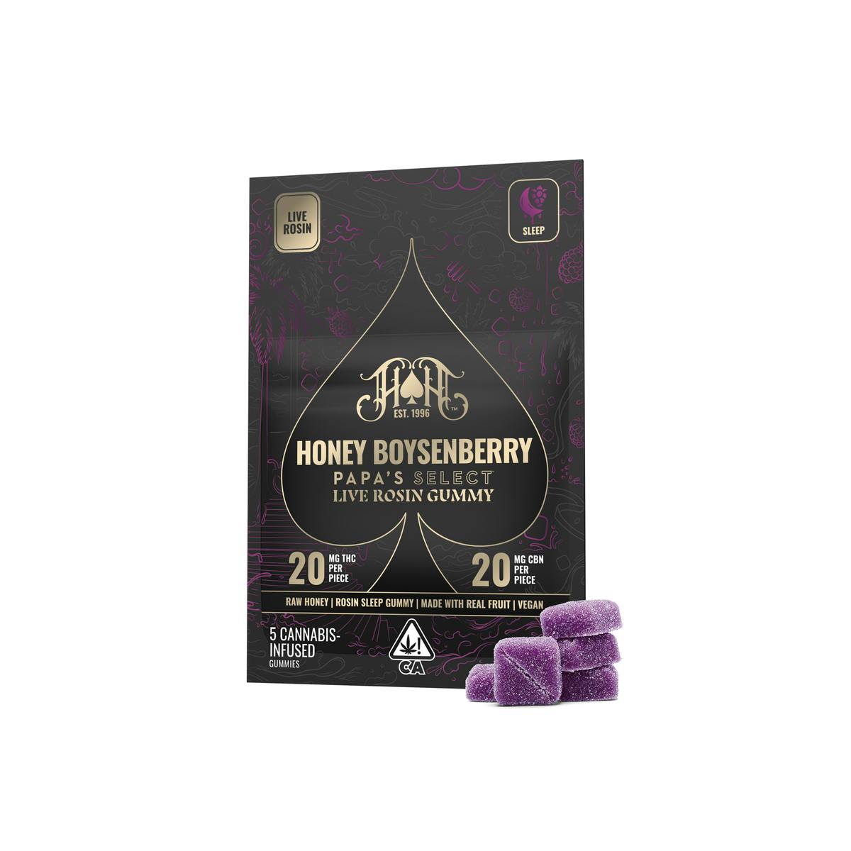 Honey Boysenberry | Indica - Live Rosin Gummies - 100mg THC - Essential ...