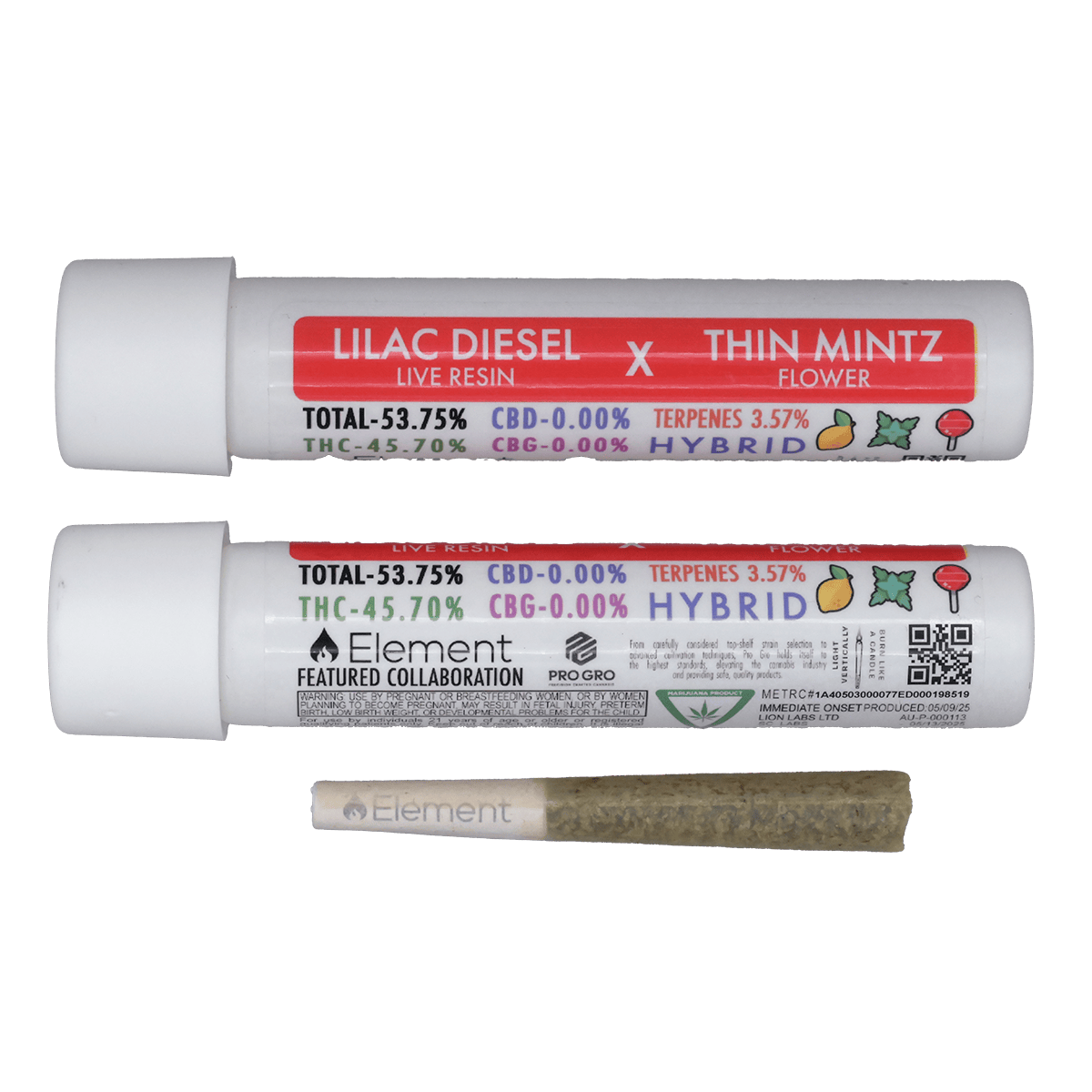 Element Live Resin Joint 1g - Thin Mintz x Lilac Diesel - Element