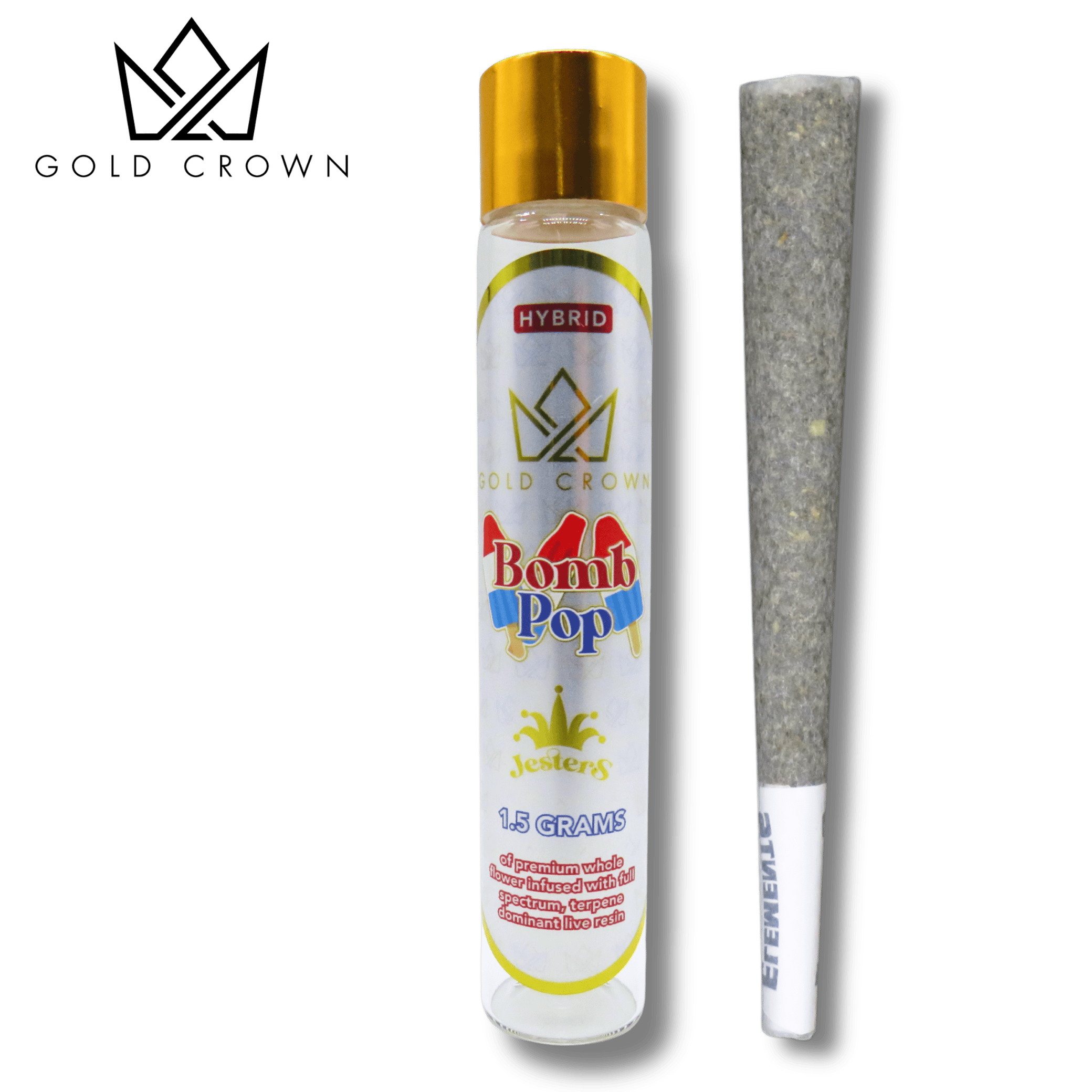 Gold Crown | Jesters | Infused Pre Rolls 1.5g | Bomb Pop - Gold Crown