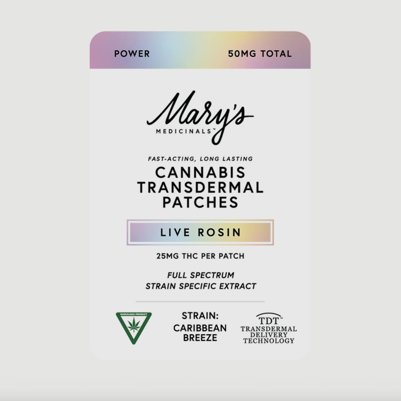 Caribbean Breeze Power | Live Rosin Transdermal Patch | 2pk - Mary's Medicinals™