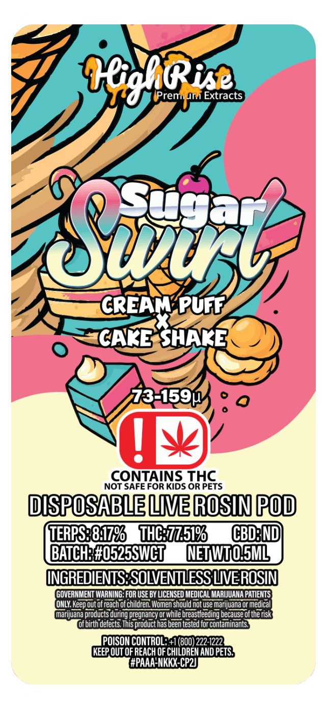 Sugar Swirl 0.5g Disposable Rosin Pod | High Rise Extracts - High Rise