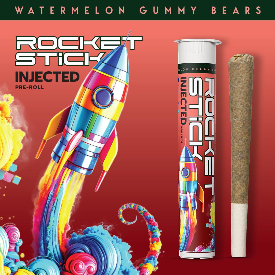 Rocket Sticks - Watermelon Gummy Bears - 1.2g Injected Pre-Rolls - Rocket