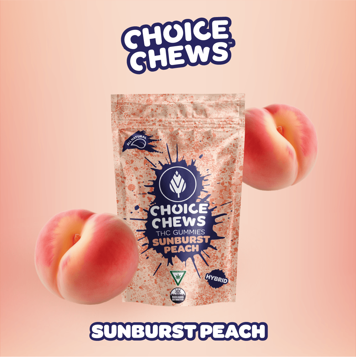Choice Chews - Sunburst Peach (Hybrid) - 200mg - Choice Chews