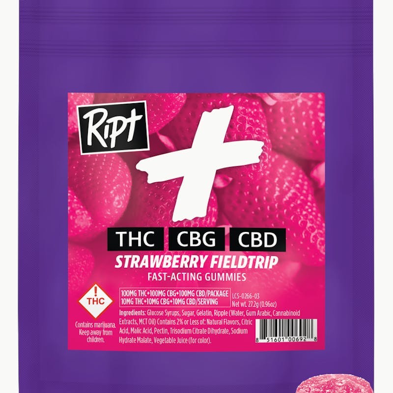 Ript - Strawberry Fieldtrip Gummies 100mg 10pk - Rocky Mountain ...