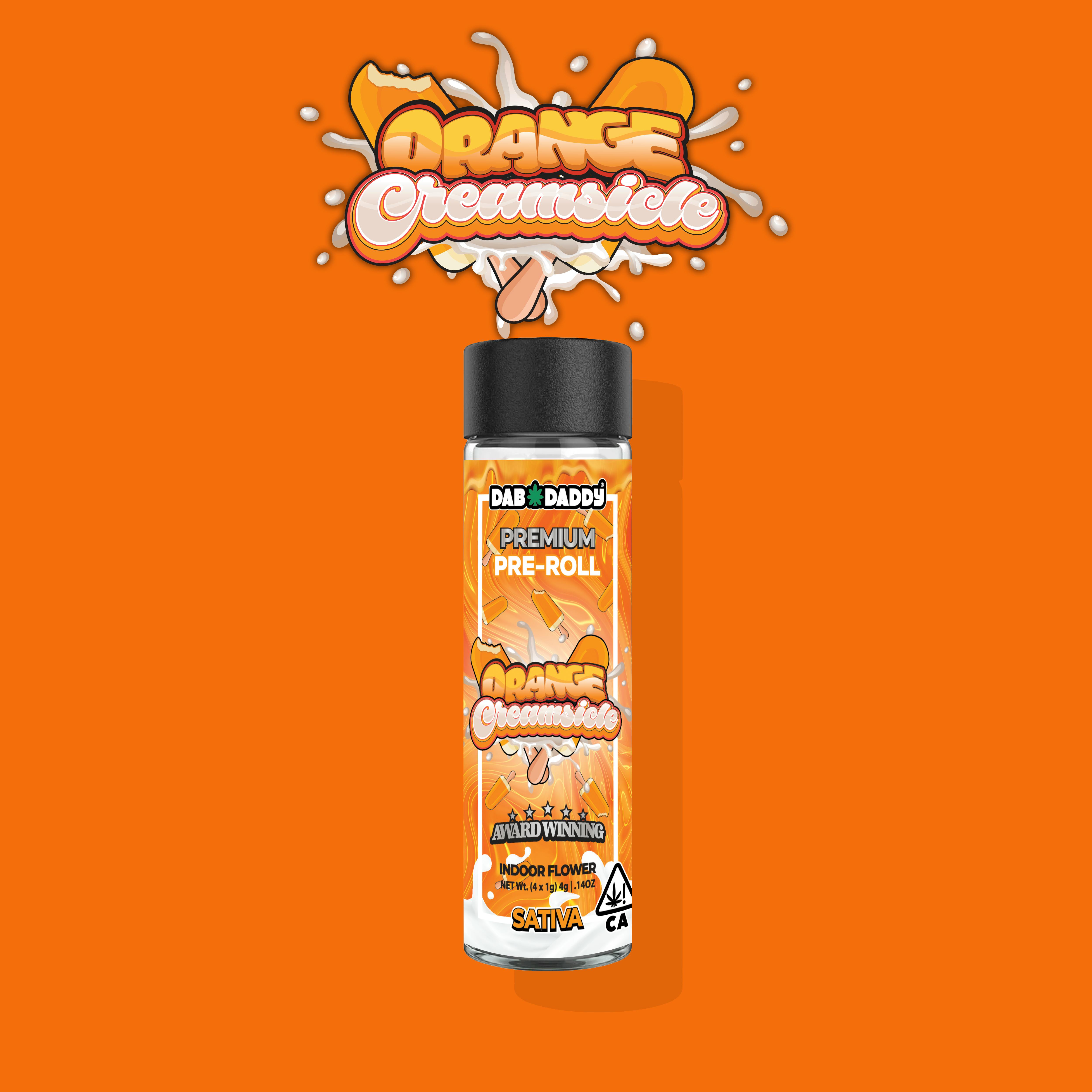 Orange Creamsicle Pre-Rolls Dab Daddy® (4x1g) 4g Premium Indoor Flower ...
