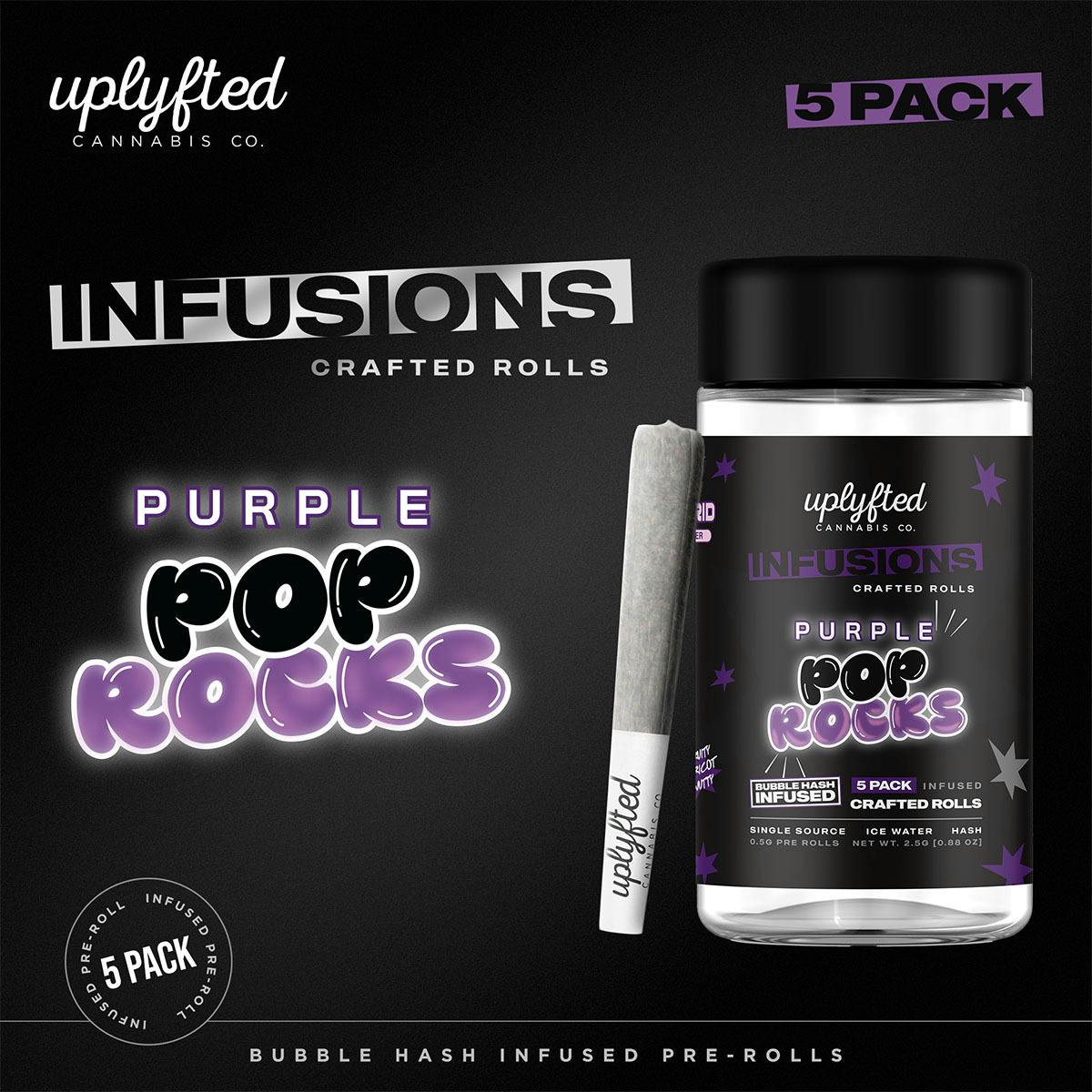 Purple Pop Rocks 5pk Bubble Hash Infused Pre-Rolls 2.5g Infusions ...