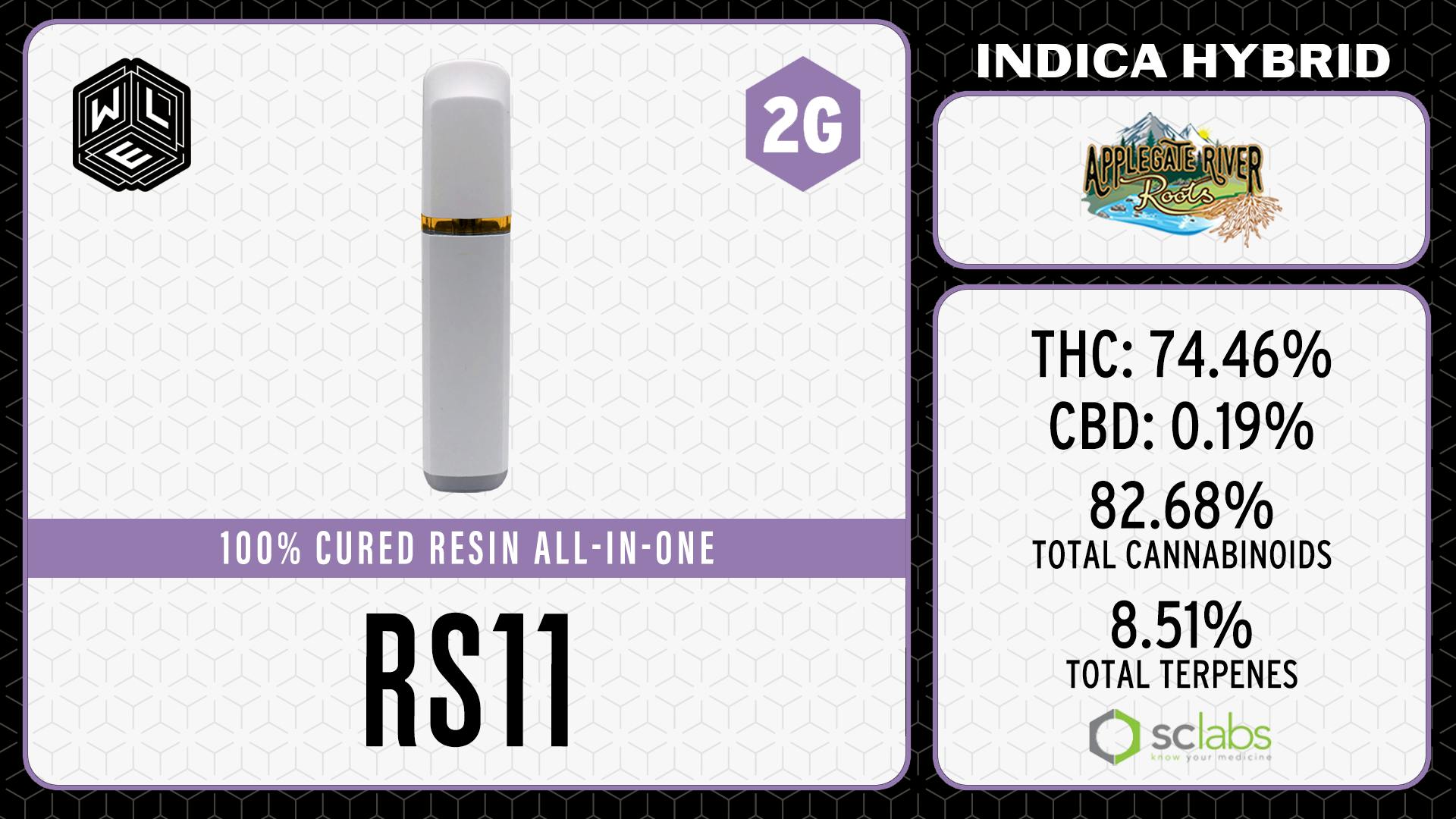 WLE | RS11 | All-In-One Cured Resin Cartridge (2g) Indica Hybrid ...