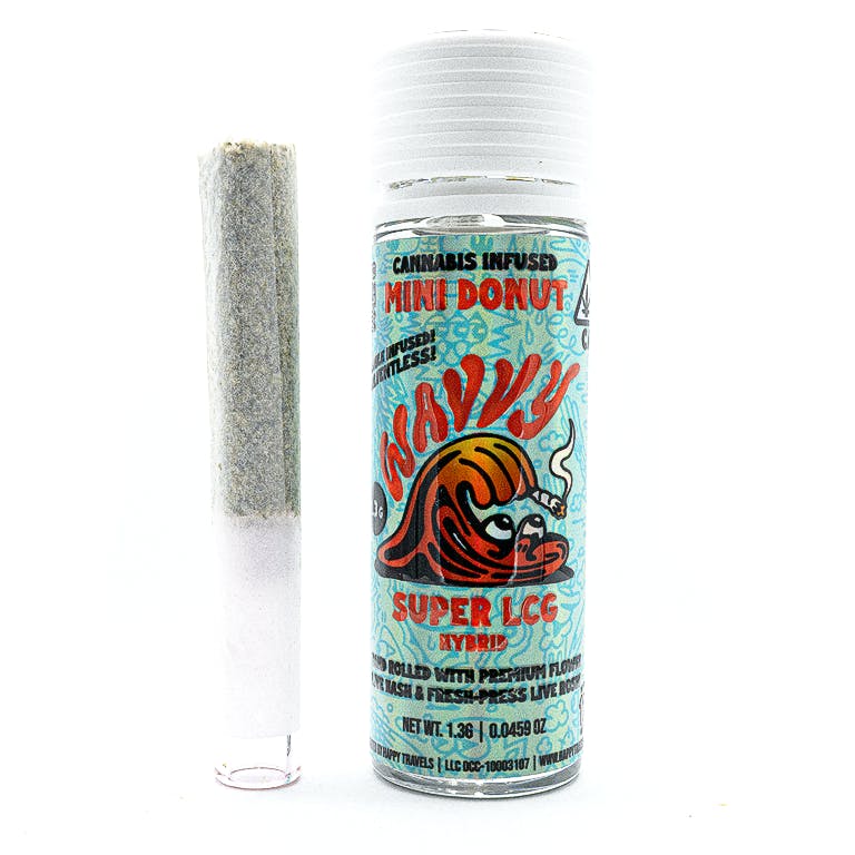 Infused Preroll - SUPER LCG - 1.3G - Mini Donut - Live Rosin Core - Wavvy