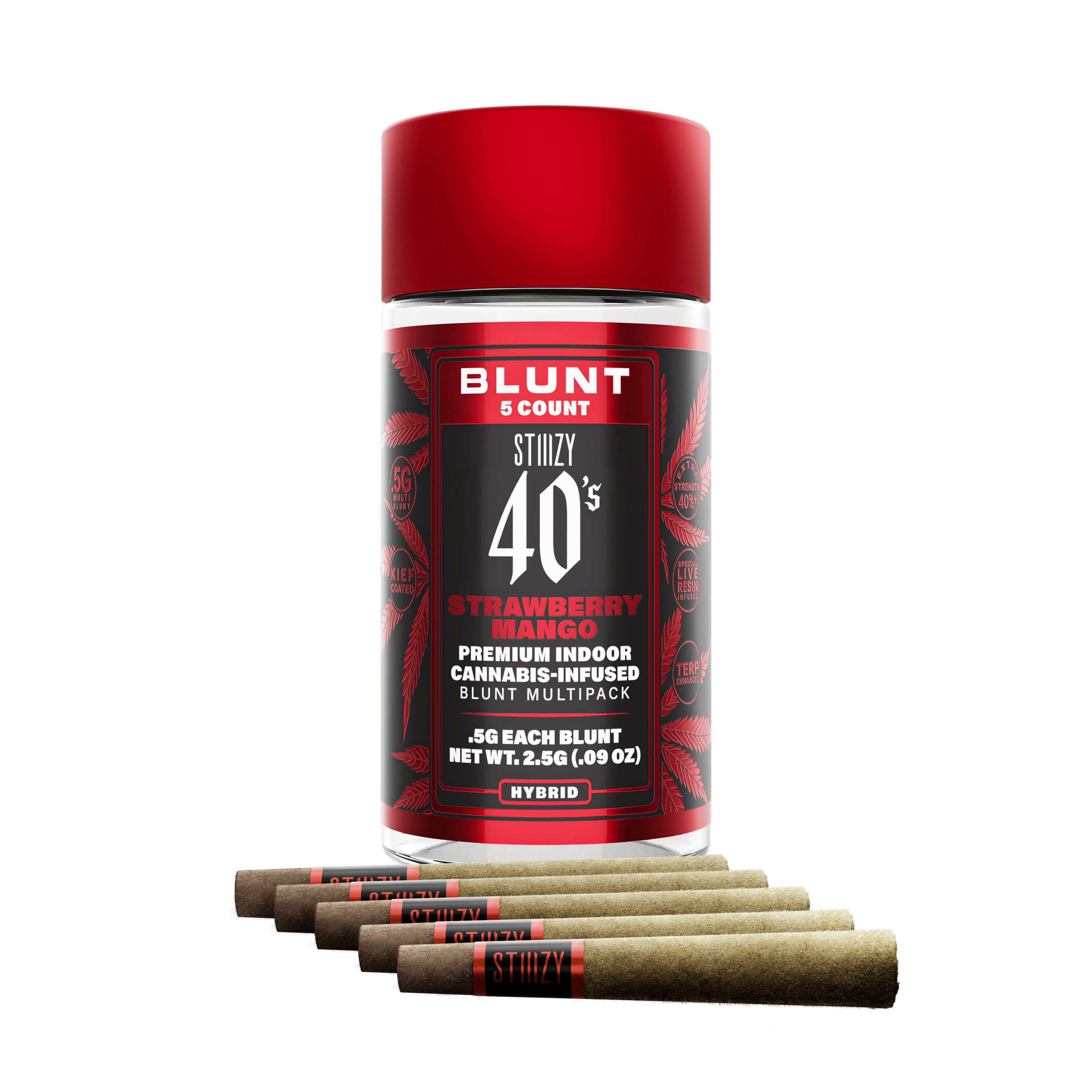 - STRAWBERRY MANGO - .5G 40's Infused Mini Blunt 5 Pack [2g] - STIIIZY