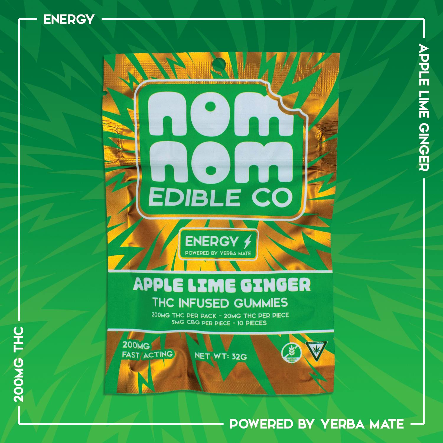 Nom Nom Gummies | Apple Lime Ginger | 200mg - Nom Nom Edible Co