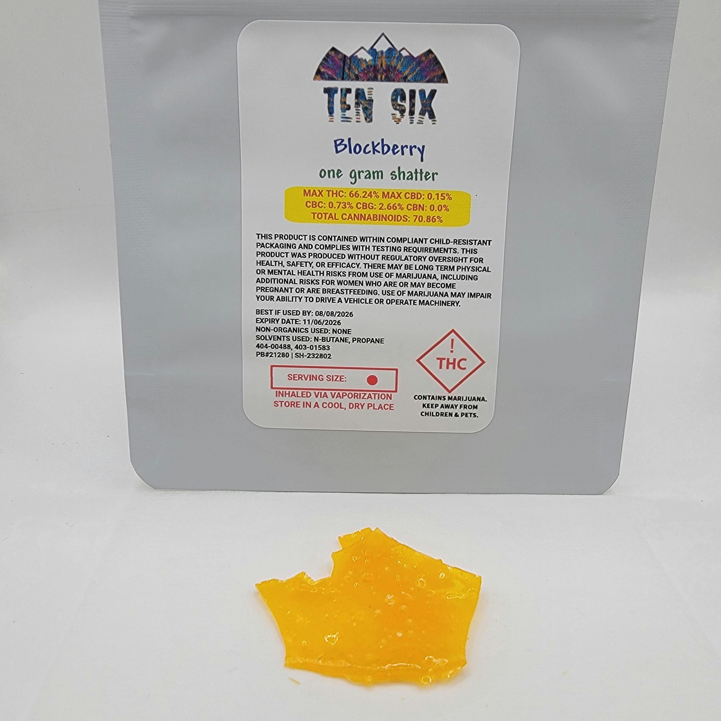 Blockberry - 1g Shatter - Ten Six Labs