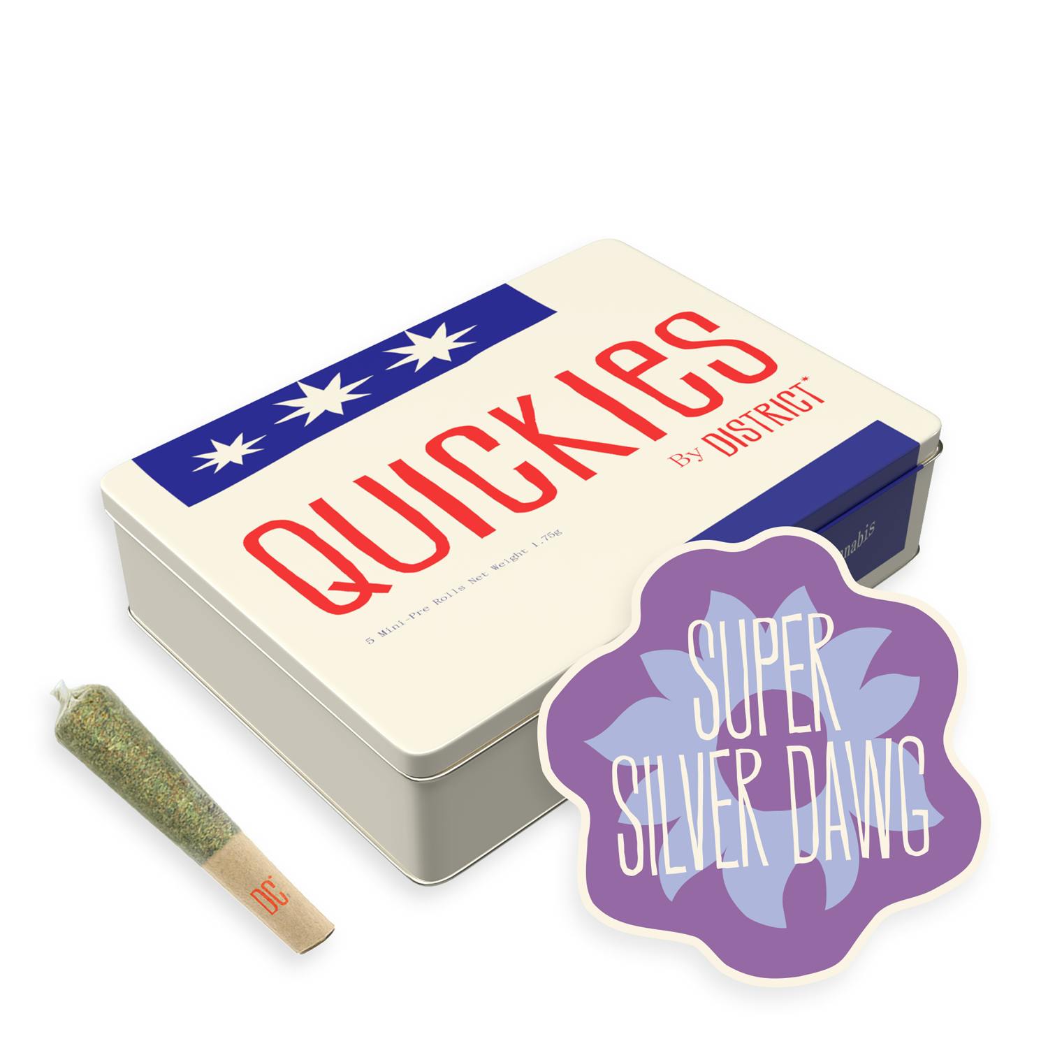 Super Silver Dawg | Quickies | 0.35g mini joints 5ct - District Cannabis