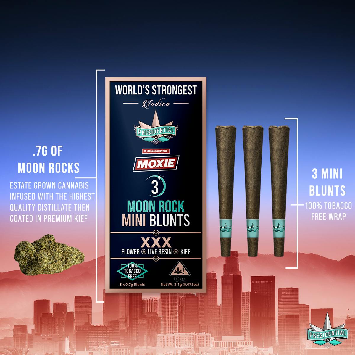 Pee-Wee Moon Rock Mini Blunts - XXX | 2.1g - Presidential