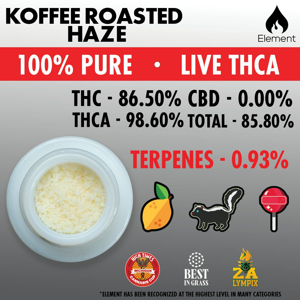 Element x High Level Health - Live THCA 1G - Koffee Roasted Haze - Element