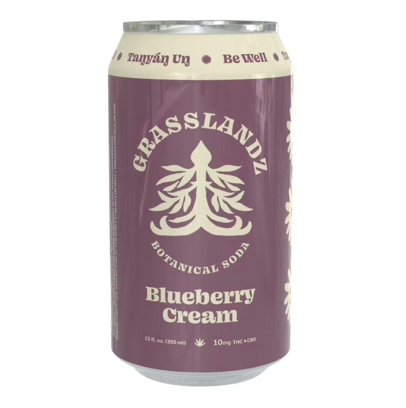 Grasslandz | 1:1 THC:CBD Blueberry Cream | Carbonated | 10mg | 12fl oz ...